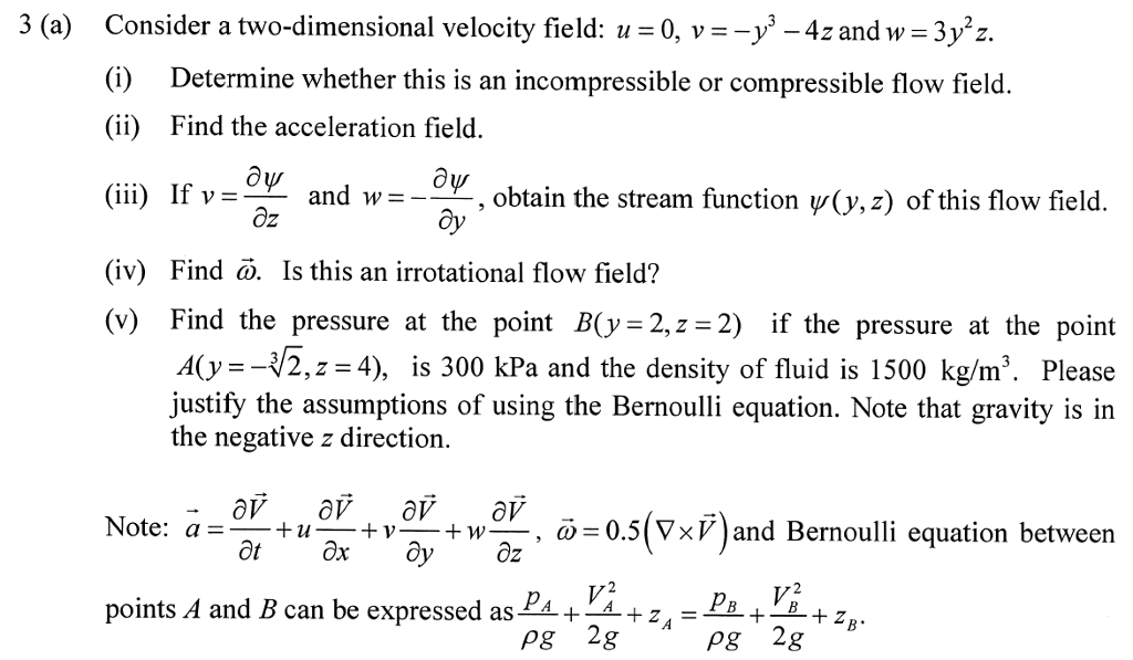 Solved Consider a two-dimensional velocity field: u = 0, v | Chegg.com
