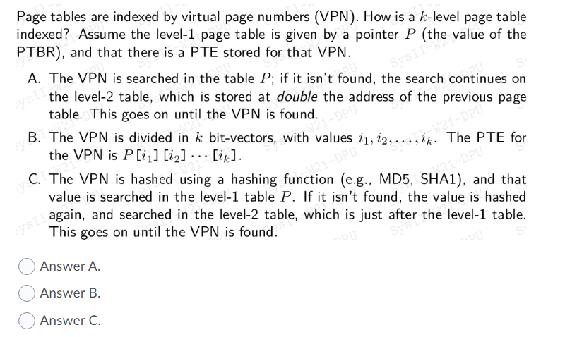Solved Sysil" system Page tables are indexed by virtual page | Chegg.com
