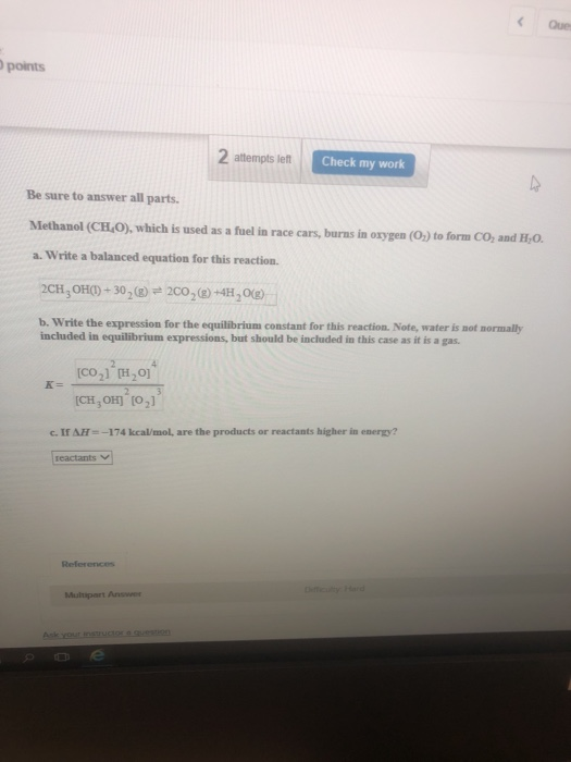 Solved Que points 2 attempts let Check my work Be sure to | Chegg.com