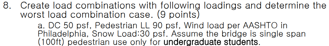 Solved 8. Create load combinations with following loadings | Chegg.com