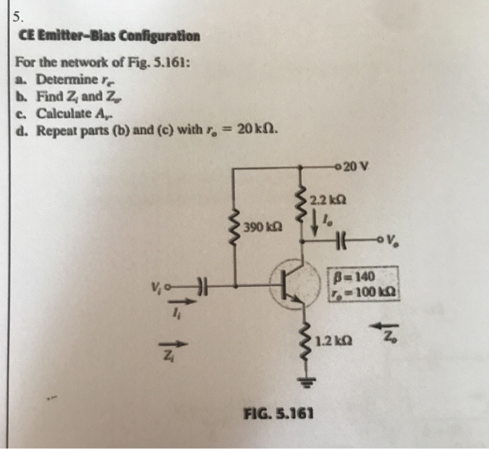 Solved 5. CE Emitter-Bias Configuration For the network of | Chegg.com