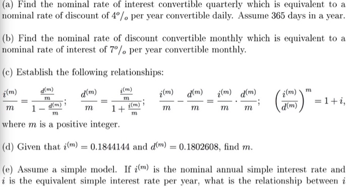 Solved (a) Find the nominal rate of interest convertible | Chegg.com