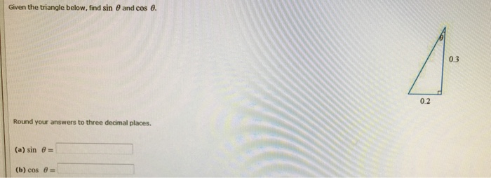 Solved Given the triangle below, find sin θ and cos θ. 0.3 | Chegg.com