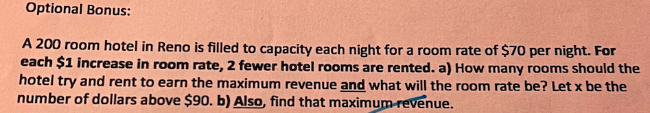 Solved A 200 room hotel in Reno is filled to capacity each | Chegg.com