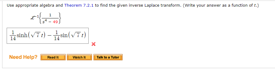 Solved Use appropriate algebra and Theorem 7.2.1 to find | Chegg.com