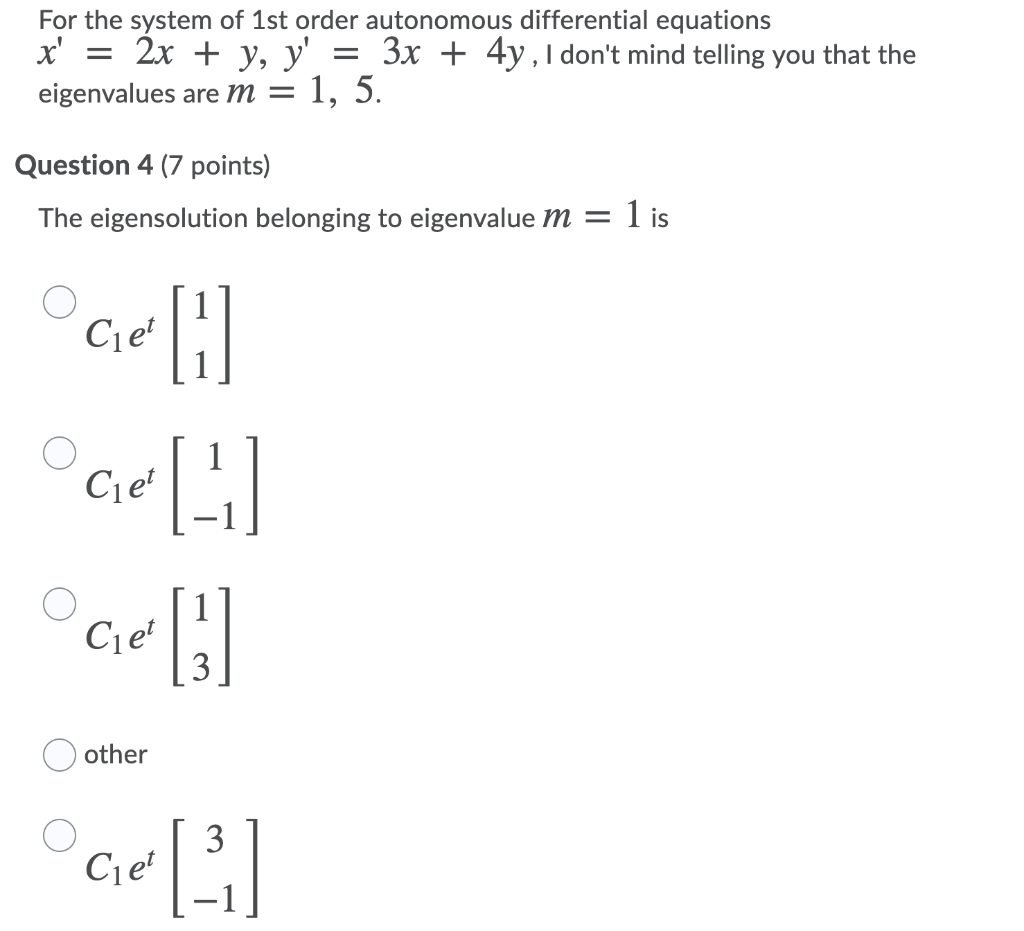 Solved For the system of 1st order autonomous differential | Chegg.com