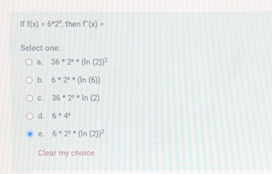 Solved If f(x)=6***2x, ﻿then f''(x)=Select | Chegg.com