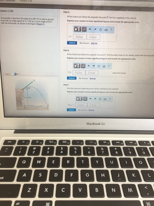 Solved A projectile is shot from the edge of a cliff 115 m | Chegg.com