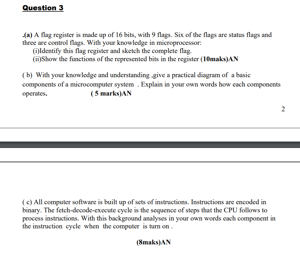 Solved Question 3 .(a) A flag register is made up of 16 | Chegg.com