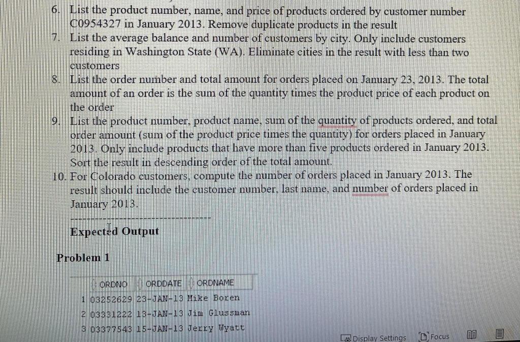 Solved The problems use the tables of the Order Entry | Chegg.com