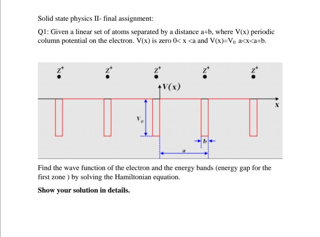 Solved Solid state physics II- final assignment: Q1: Given a | Chegg.com