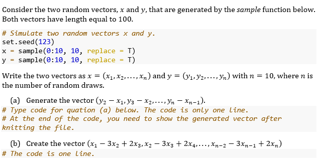 Solved ха = Consider the two random vectors, x and y, that | Chegg.com