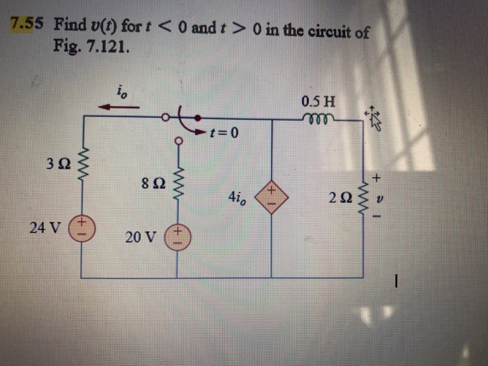 Solved 7.55 Find v() for t 0 in the circuit of | Chegg.com