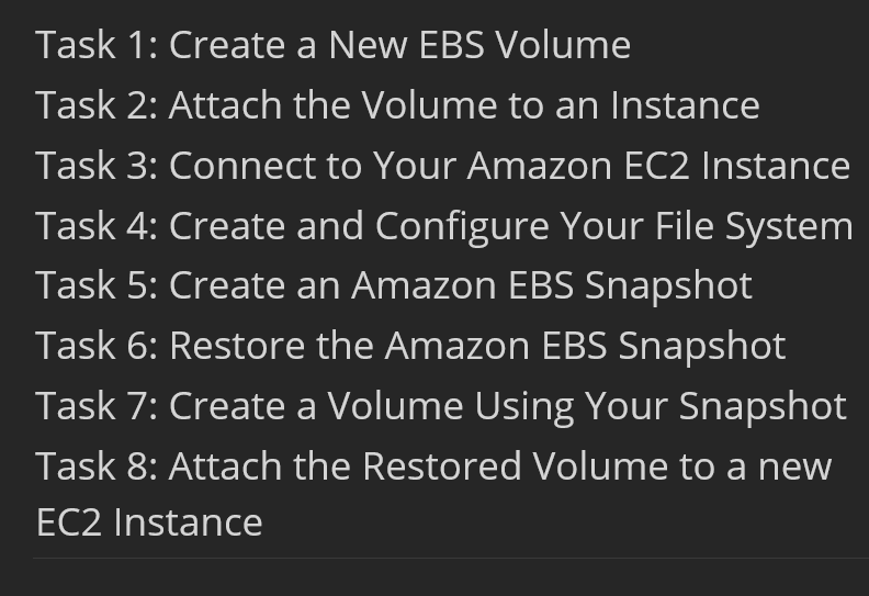Solved Task 1: Create a New EBS Volume Task 2: Attach the | Chegg.com