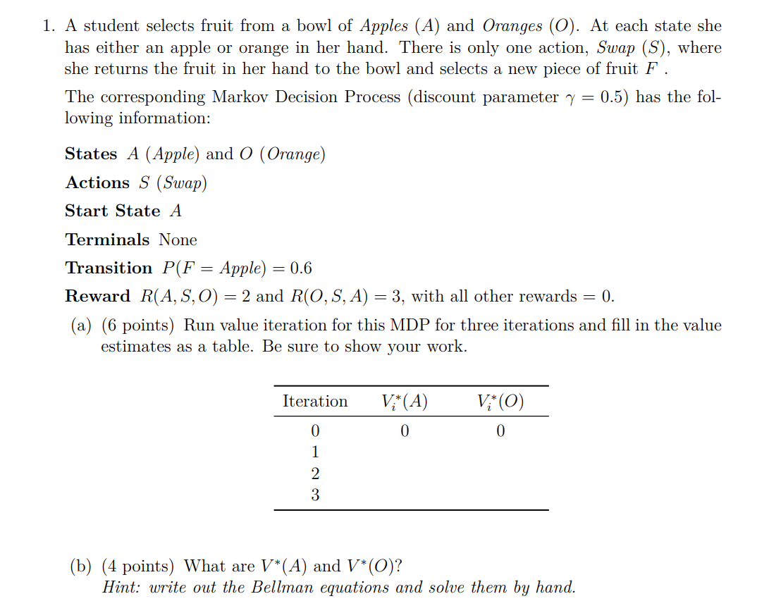 1. A student selects fruit from a bowl of Apples (A) | Chegg.com