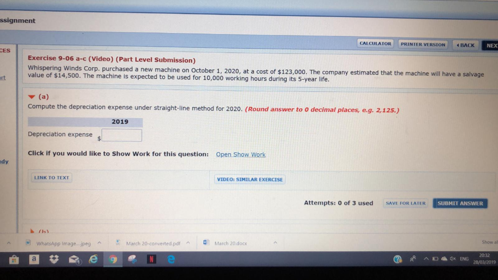 Solved ssignment CALCULATOR PRINTER VERSION BACK NEX CES | Chegg.com