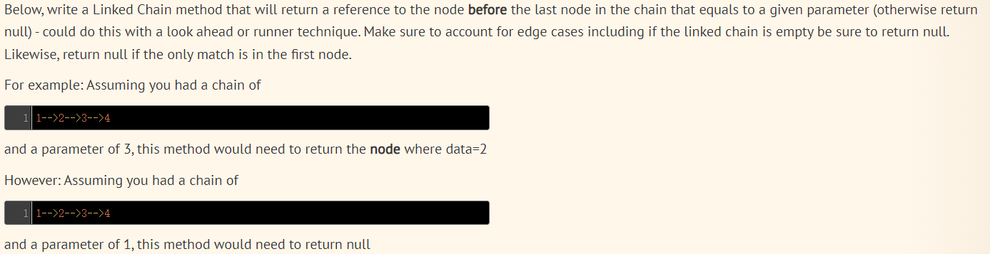 Solved X734: Linked Chain Find Node Before Value Consider | Chegg.com