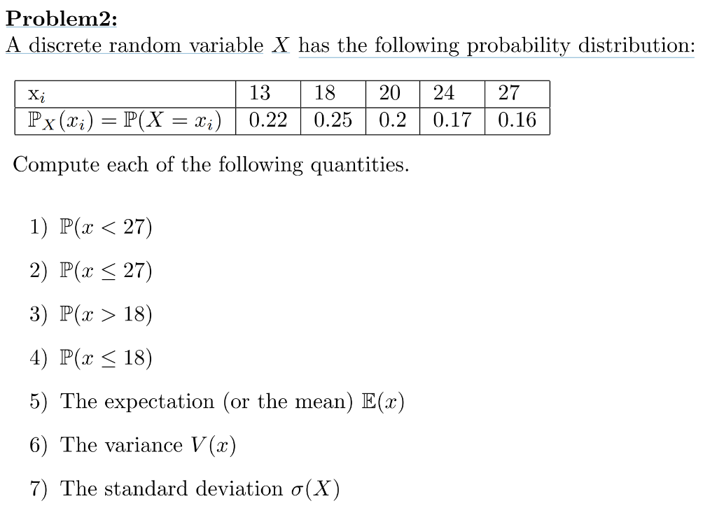 Solved Problem2 A Discrete Random Variable X Has The 7496