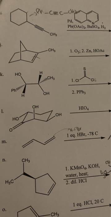 Solved Pd, Pb(OAc)2, BaSO4, H2 CH3 CH3 1. 03; 2. Zn, HOAc k. | Chegg.com