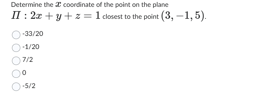 Solved Determine the x coordinate of the point on the plane | Chegg.com