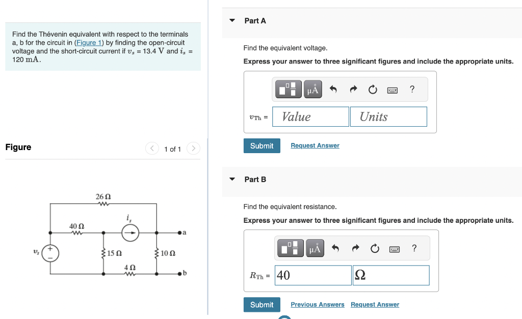 Solved Find the Thévenin equivalent with respect to the | Chegg.com