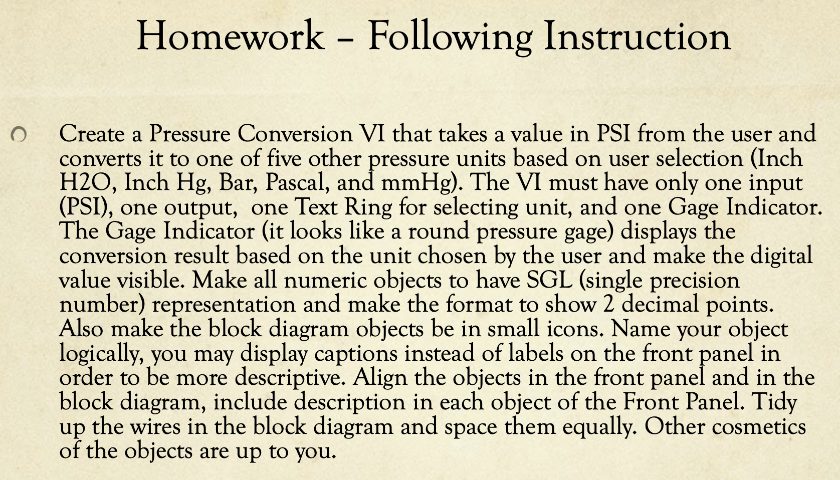 Solved Homework - Following Instruction Create a Pressure | Chegg.com