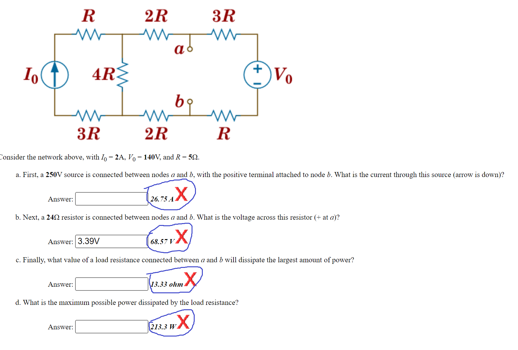 Solved sider the network above, with I0=2A,V0=140V, and | Chegg.com