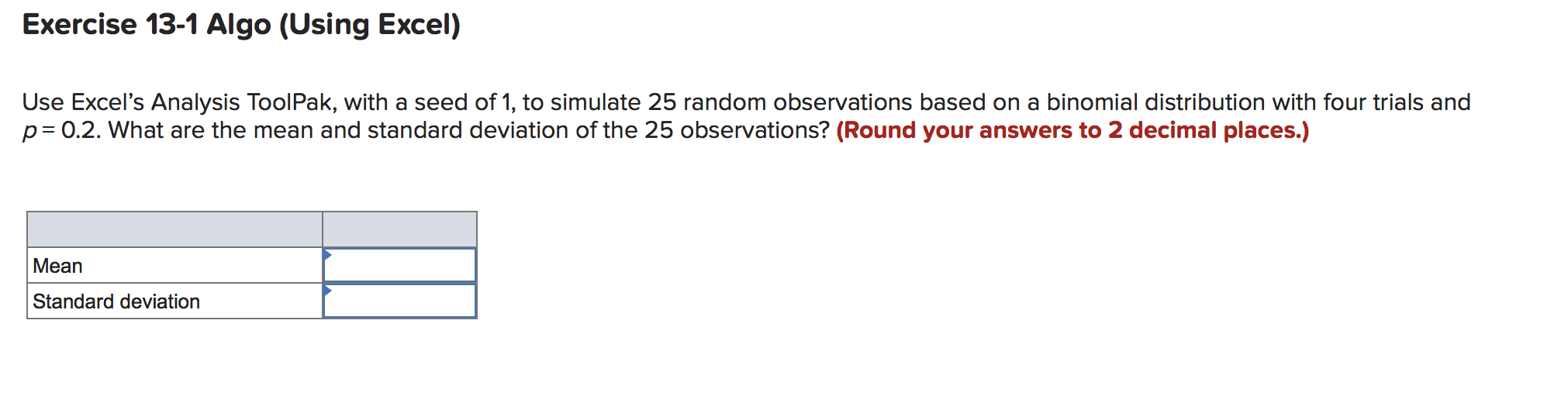 Solved Exercise 13 1 Algo Using Excel Use Excels Analysis 6608