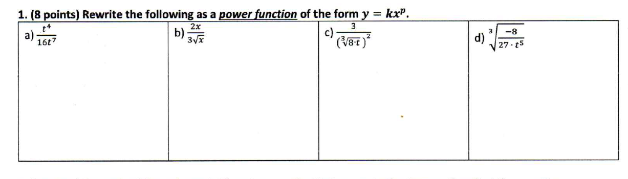 Solved 3 3 1. (8 points) Rewrite the following as a power | Chegg.com