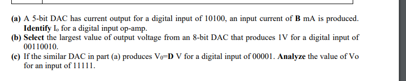 Solved (a) A 5-bit DAC has current output for a digital | Chegg.com