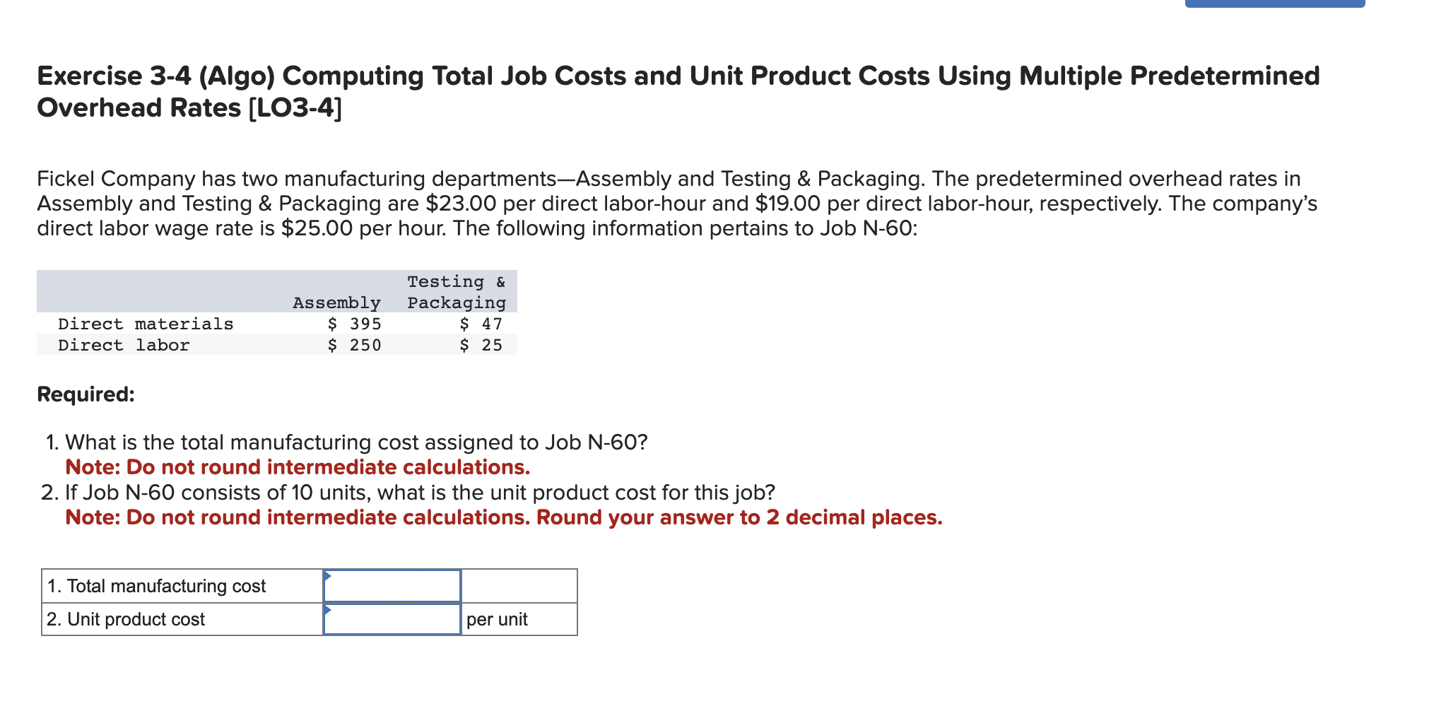 Solved Exercise 3-4 (Algo) Computing Total Job Costs and | Chegg.com