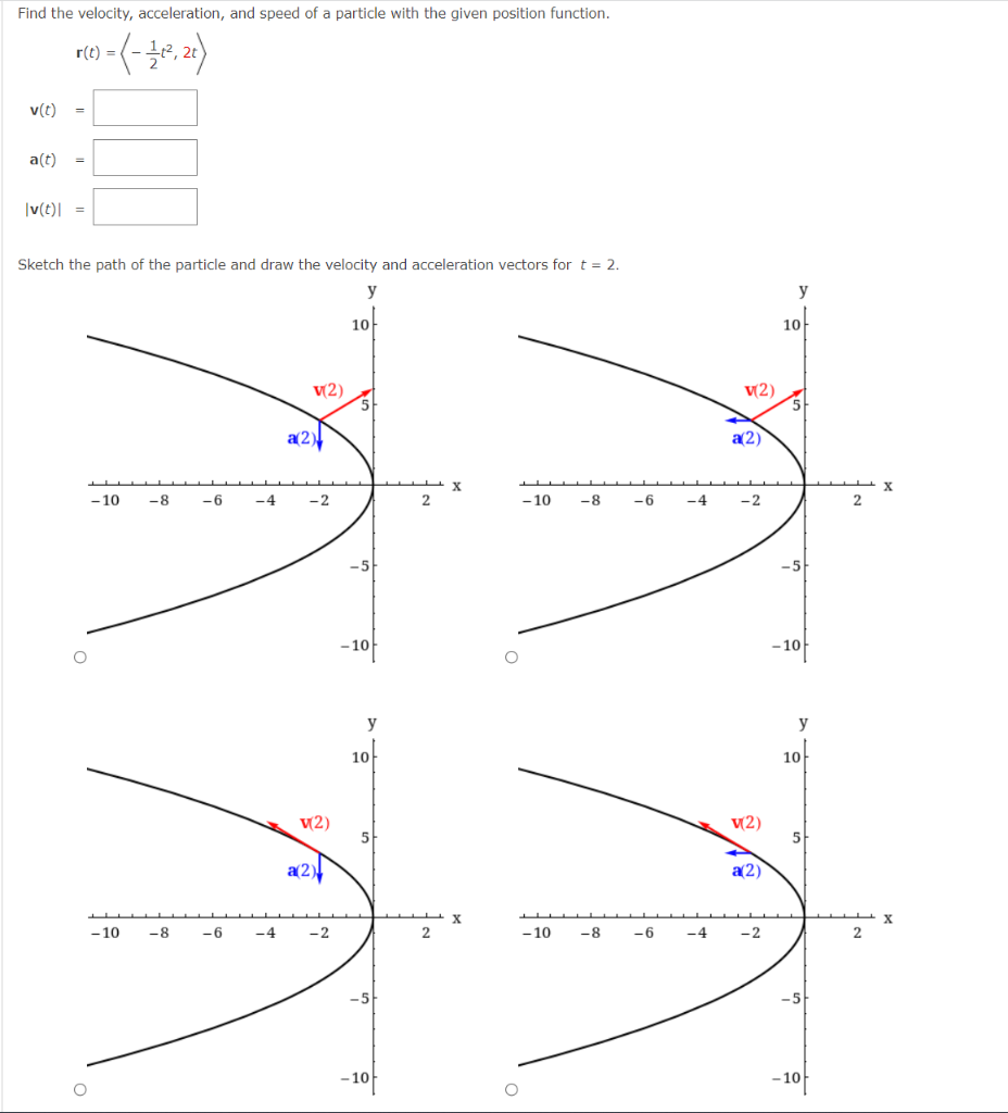 Solved Find the velocity, acceleration, and speed of a | Chegg.com