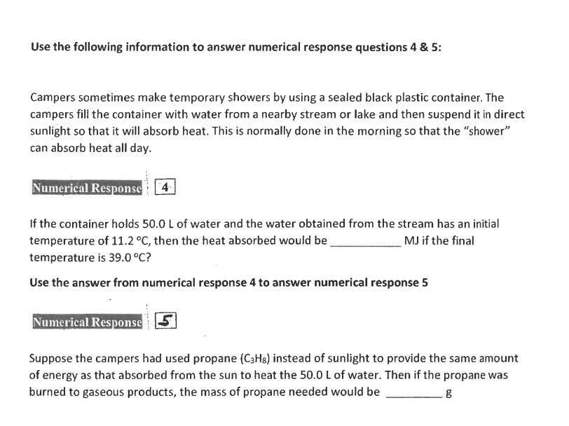 Solved Use the following information to answer numerical | Chegg.com