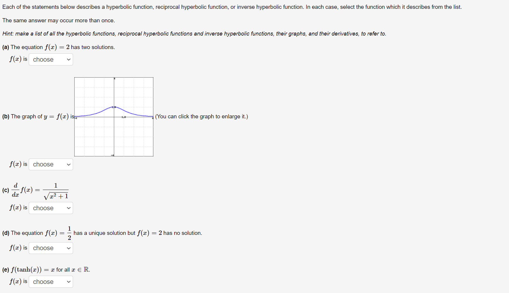 Solved Each of the statements below describes a hyperbolic | Chegg.com