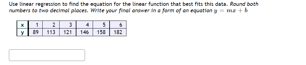 Solved Use linear regression to find the equation for the | Chegg.com
