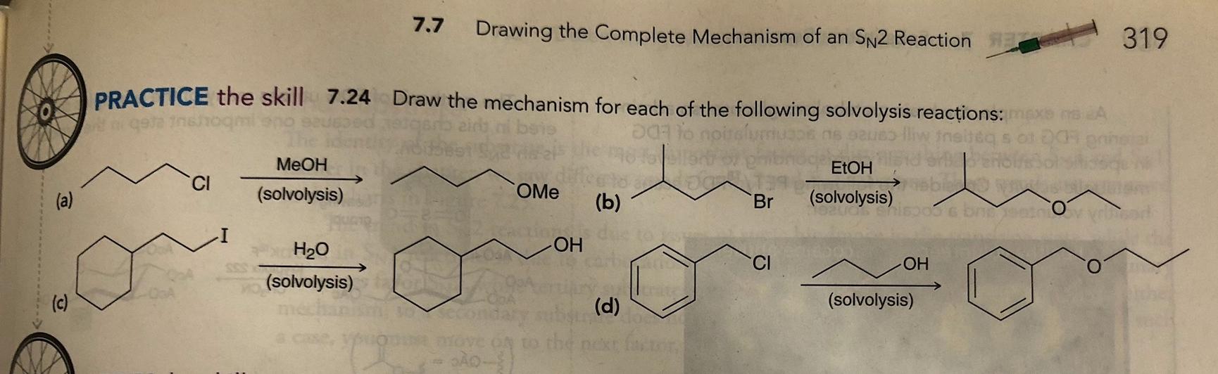 Solved 7.7 Drawing the Complete Mechanism of an SN2 Reaction | Chegg ...
