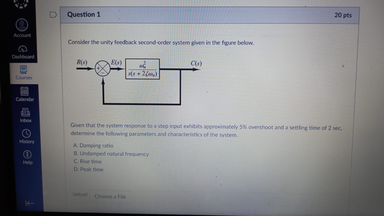 Solved Consider the unity feedback second-order system given | Chegg.com