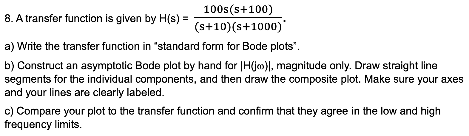 Solved A transfer function is given by | Chegg.com