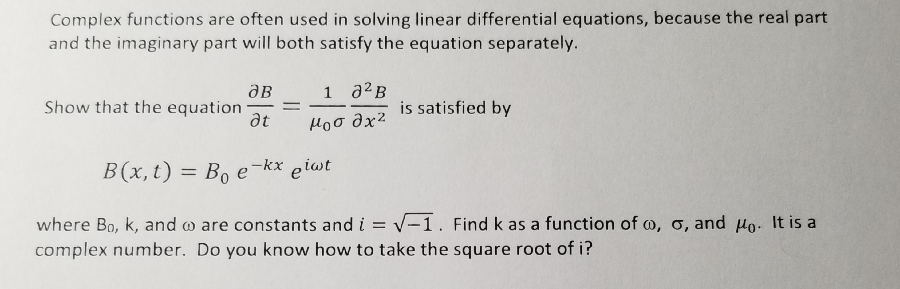 Solved Complex functions are often used in solving linear | Chegg.com