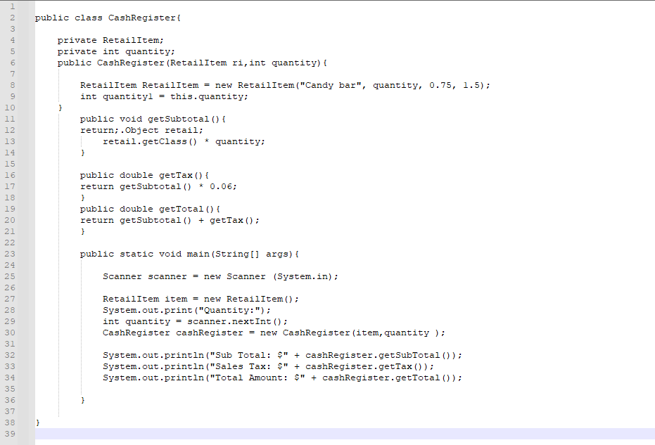 Solved CashRegister Class Write a CashRegister class that | Chegg.com