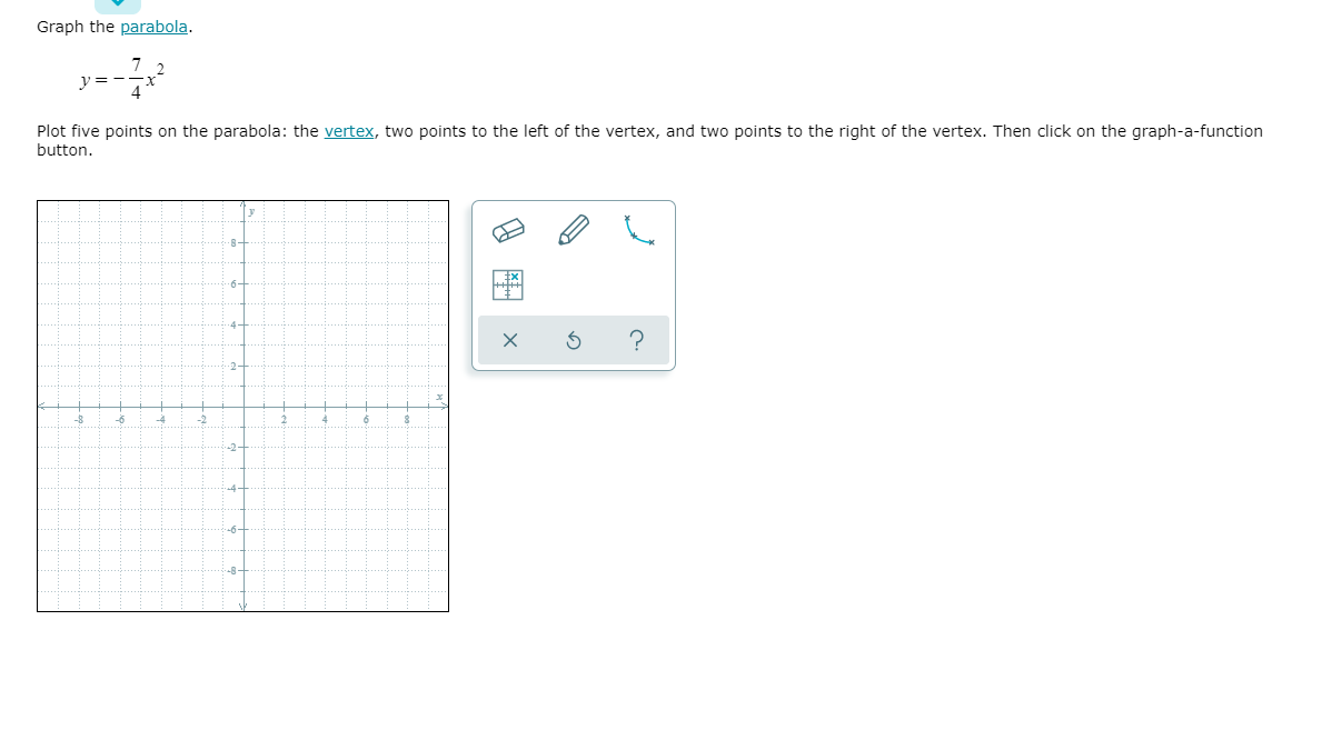 Solved Graph the parabola. y = Plot five points on the | Chegg.com