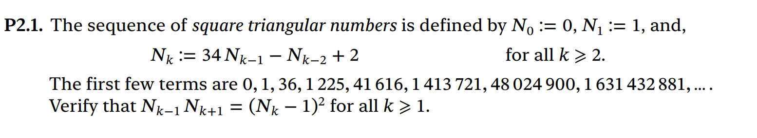 Solved 2.1. The sequence of square triangular numbers is | Chegg.com