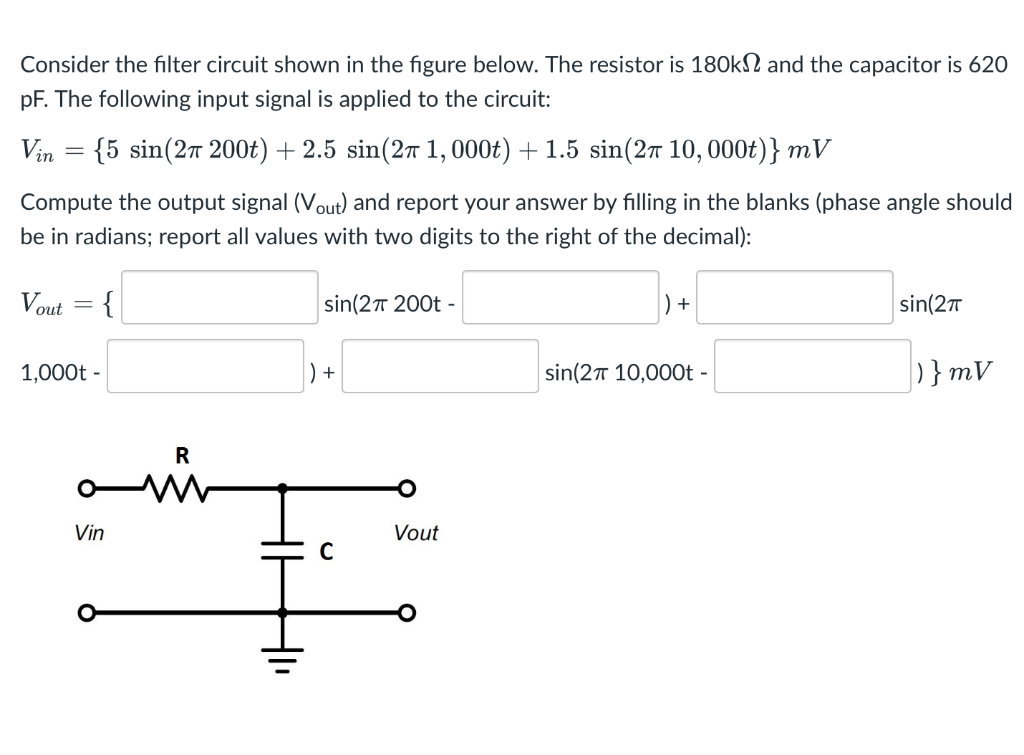 Solved Consider the filter circuit shown in the figure | Chegg.com