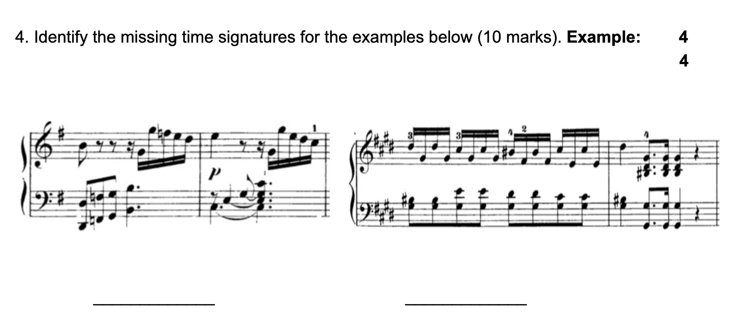 4. Identify the missing time signatures for the | Chegg.com