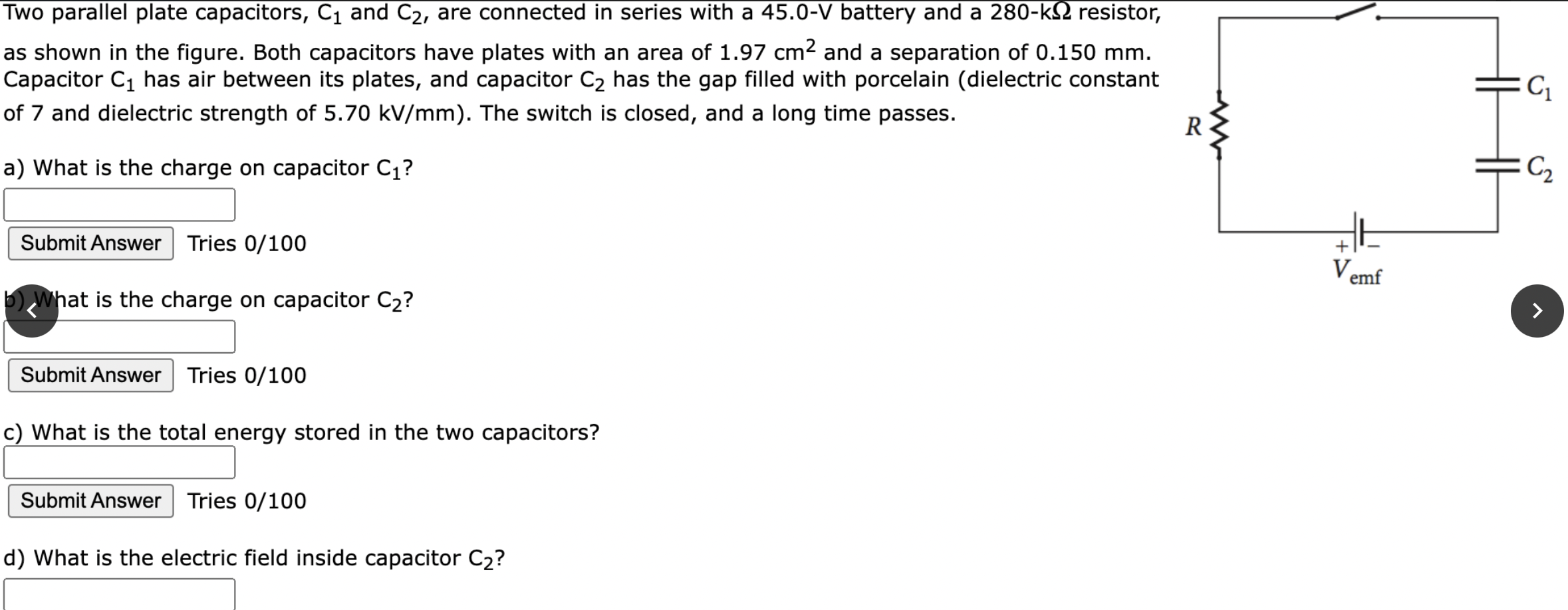 Solved Two Parallel Plate Capacitors C1 And C2 Are