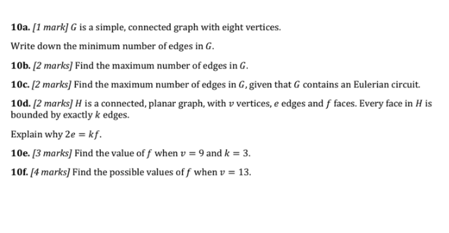 10a. [1 mark] G is a simple, connected graph with | Chegg.com