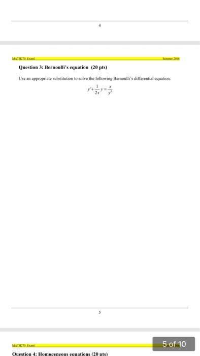 Solved Question 3: Bernoulli's equation (20 pts) Use an | Chegg.com Solved Question 3: Bernoulli's equation (20 pts) Use an | Chegg.com