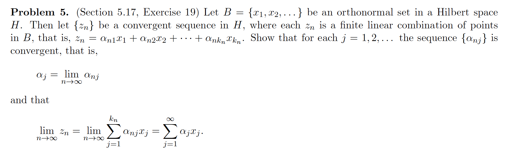 Solved } be an orthonormal set in a Hilbert space H. Then | Chegg.com