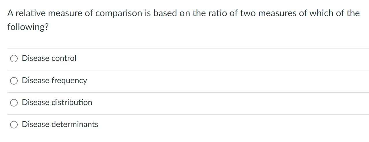 Solved A relative measure of comparison is based on the | Chegg.com