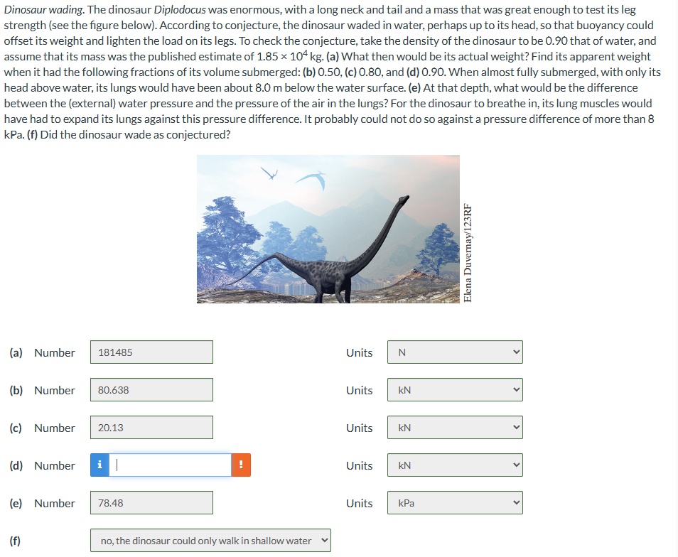 Solved Need D please. Dinosaur wading. The dinosaur | Chegg.com